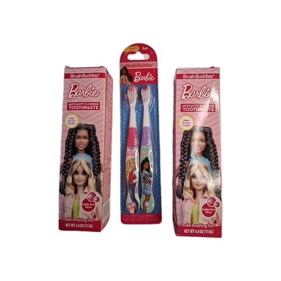 Bath, Skin & Hair | 2 Brush Buddies Barbie Anti Cavity Fluoride ...